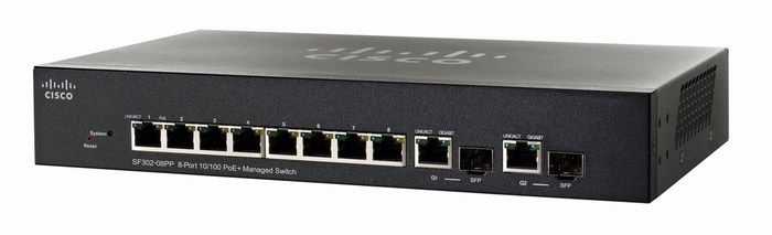 8-Port 10/100Mbps Poe Managed Switch CISCO SF302-08PP, 8 Port 10100Mbps ...